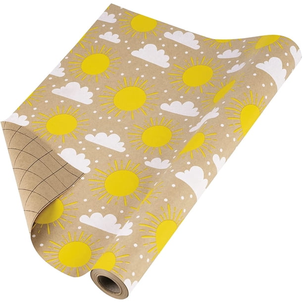 Kraft Wrapping Paper Roll - Sun and Cloud Design Great for Birthday ...
