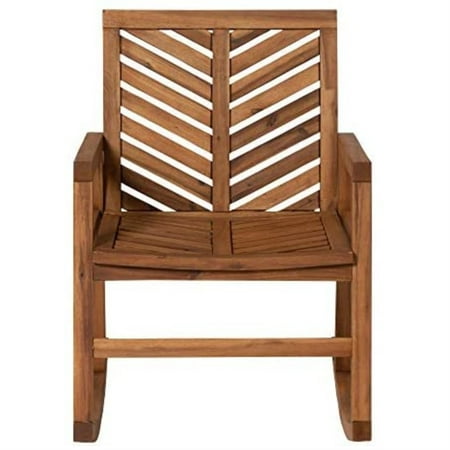 Walker Edison Vincent Outdoor Chevron Rocking Chair - Brown | Walmart ...