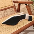 Bkhluea Women Double Bead Detail Slingback Block Heel Pumps Pointed Toe ...
