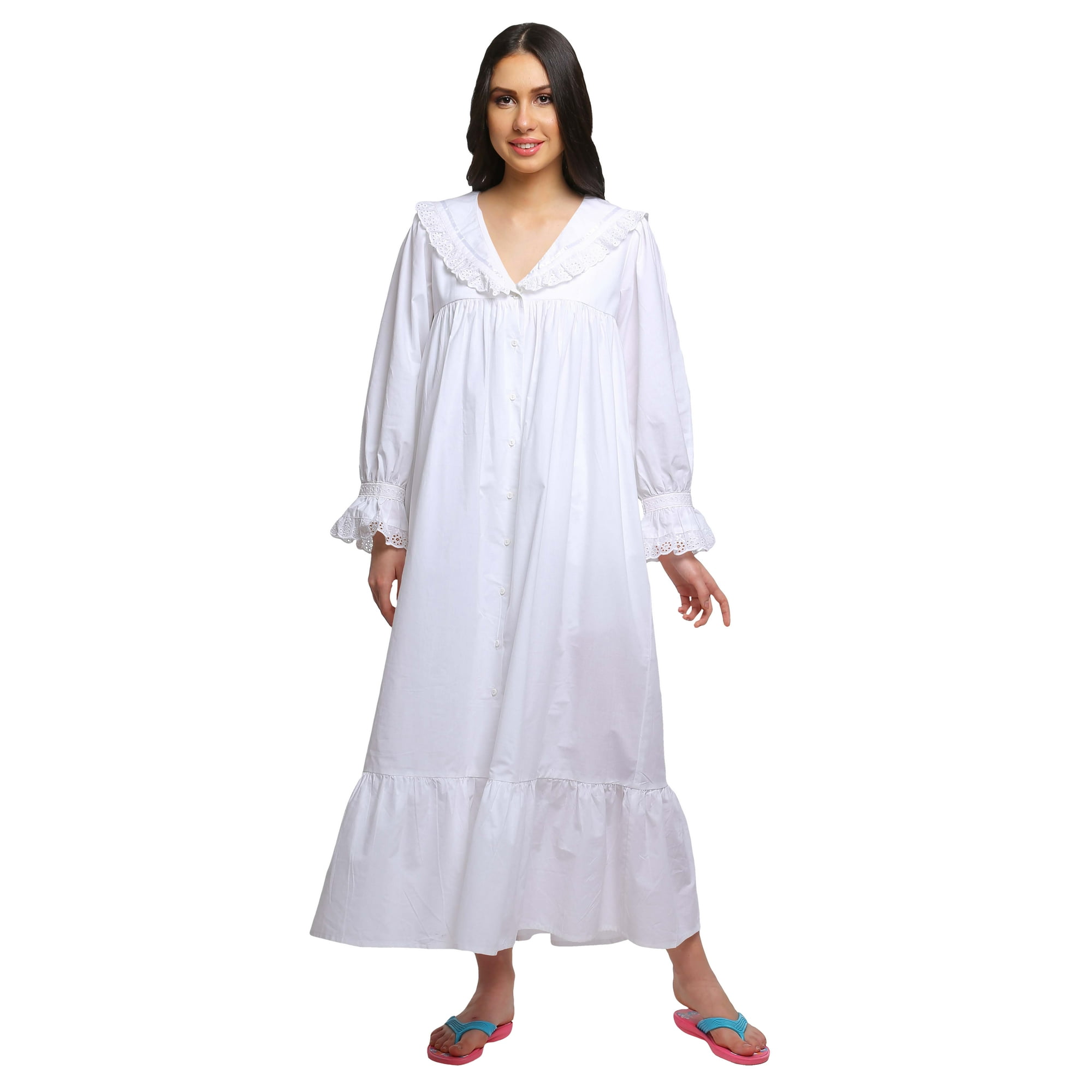 Click here for Moomaya Cotton Lace Neckline Sleepwear For Women B... prices