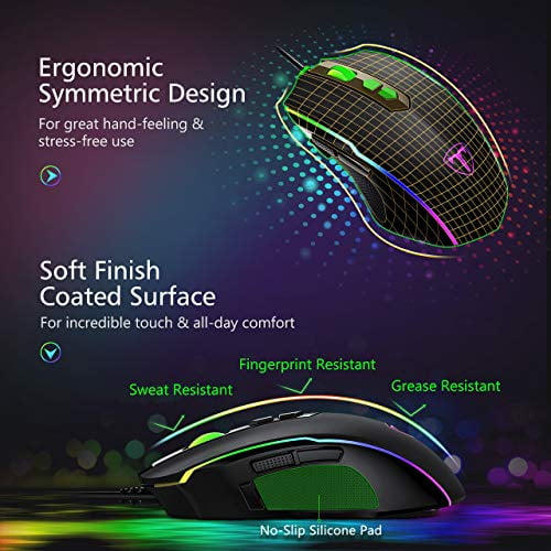 Pictek gaming mouse wired cool colors - lanaplay