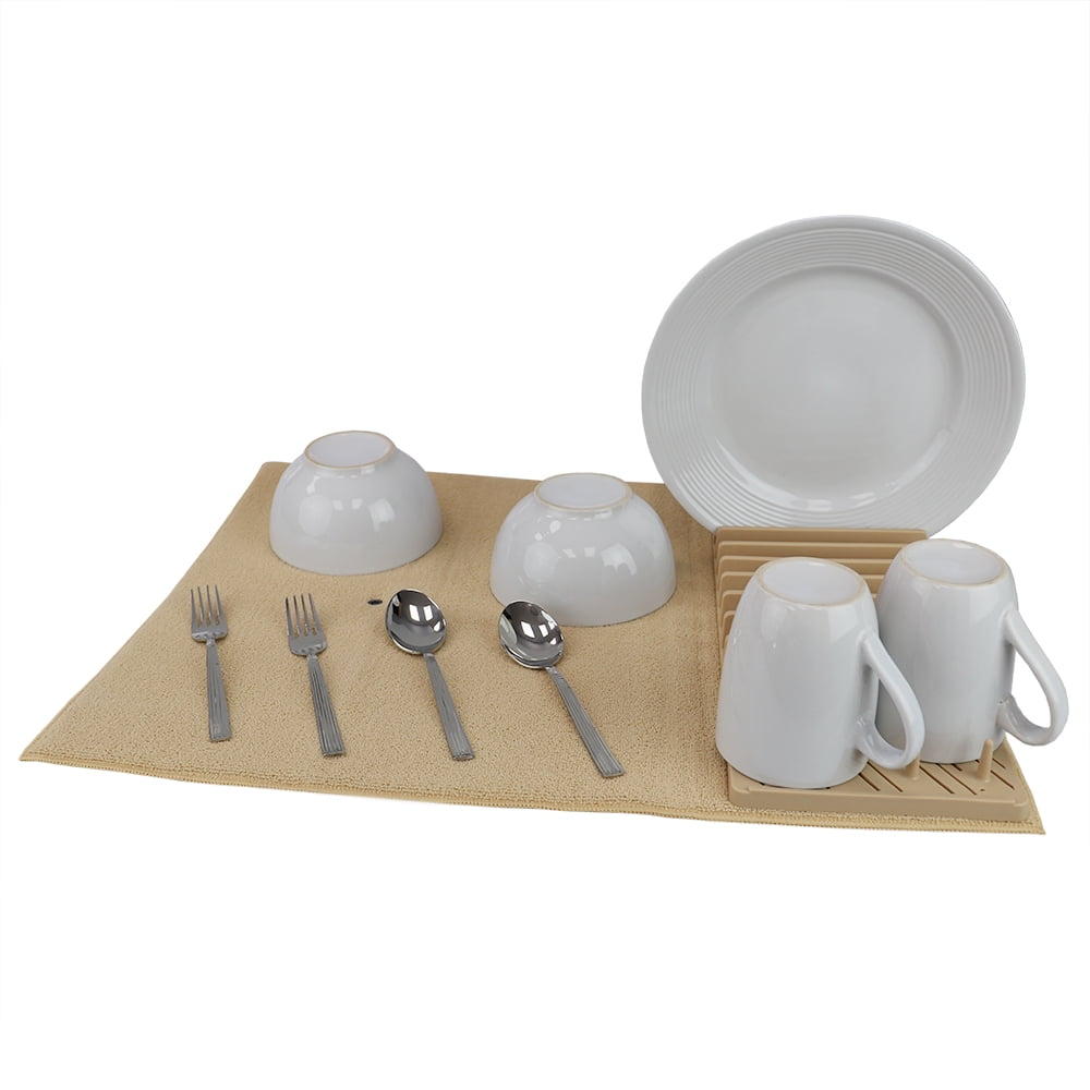 Home Basics Low Profile Easy to Store Foldable Plastic Dish Drying Rack ...