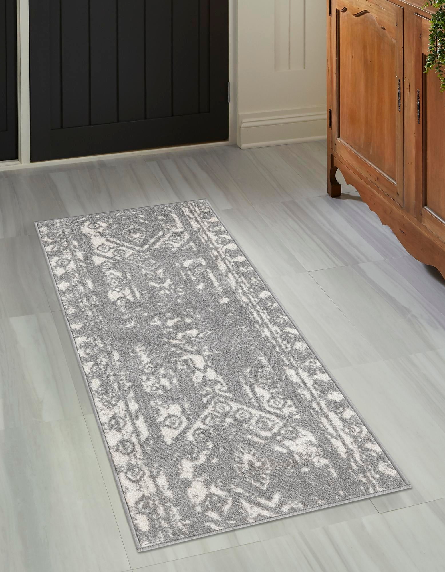 Rugs.com Lennon Collection Rug – 8 Ft Runner Gray And Ivory Medium Rug Perfect For Hallways ...