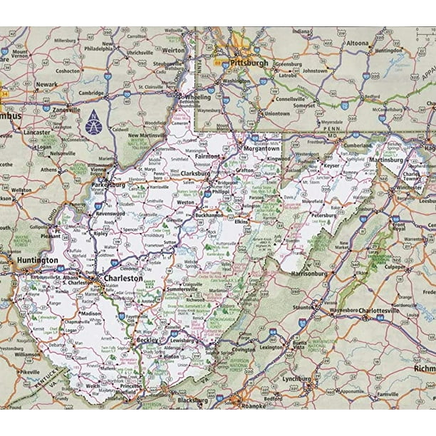 Iconic Arts Laminated 27x24 Poster: Road Map - Highway Map of West ...