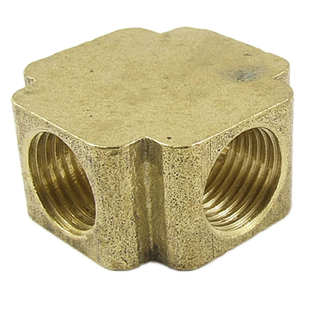 Unique Bargains Brass Pipe Fitting 4 Way Equal Female Cross Connector ...