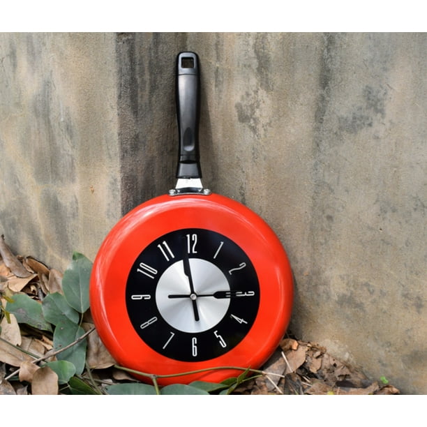 Frying Pan Clock; Product Size: 17.32" x 9.84", Great for kitchen, shop ...