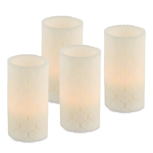 6-Inch Tall Battery Operated Carved Crest LED Candles with Timer ...