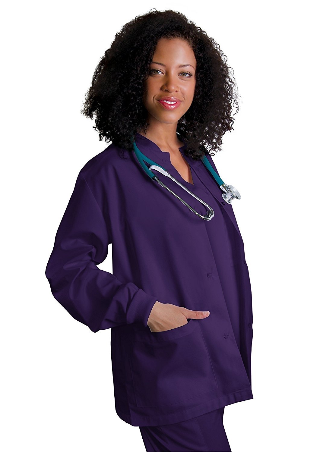 Adar Universal Scrubs For Women - Round Neck Warm-Up Scrub Jacket ...