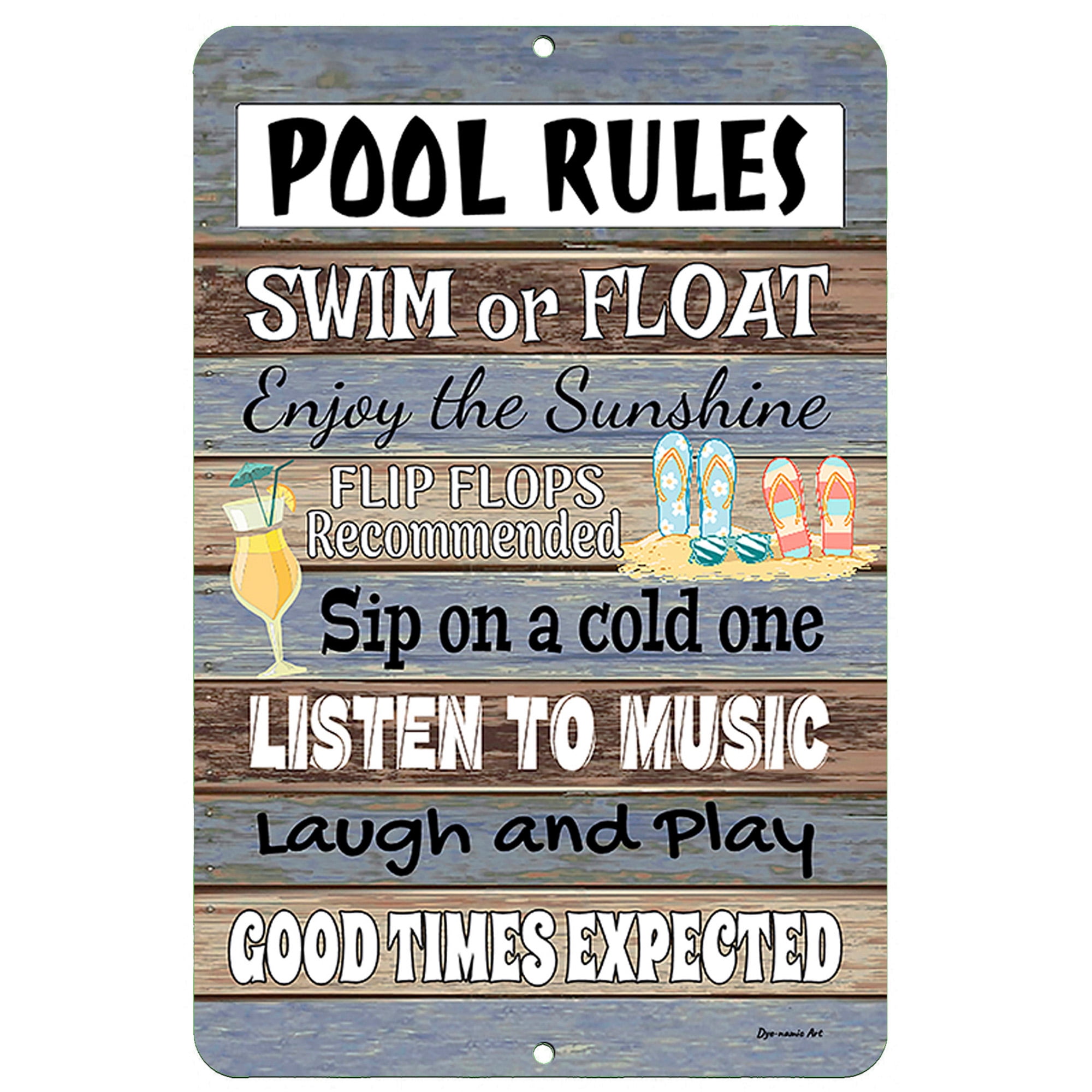 Dyenamic Art Pool Rules Metal Pool Sign Blue Outoor Aluminum Decor ...