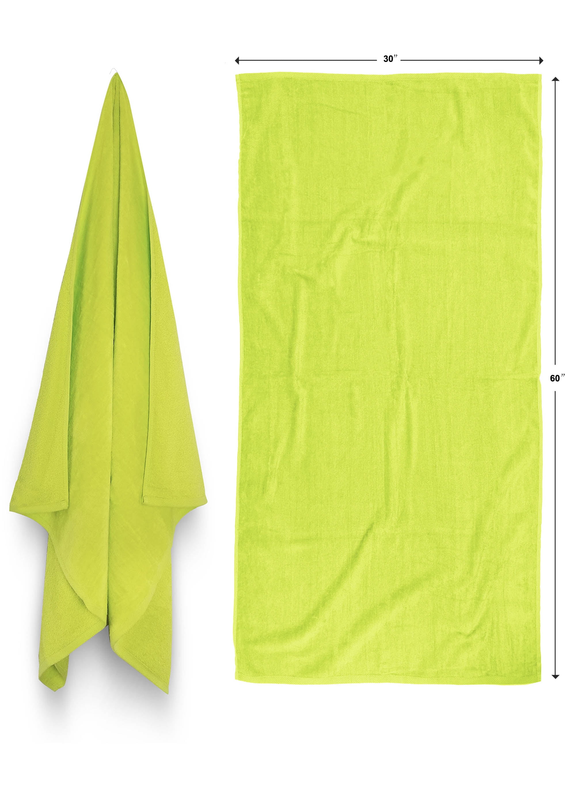 Diplomat Beach Towels Terry Velour 30x60 2-Pack (Neon Yellow Pantone ...