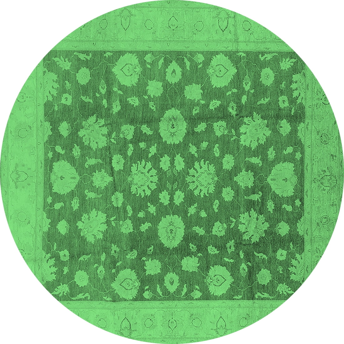 Ahgly Company Indoor Round Oriental Emerald Green Traditional Area Rugs ...