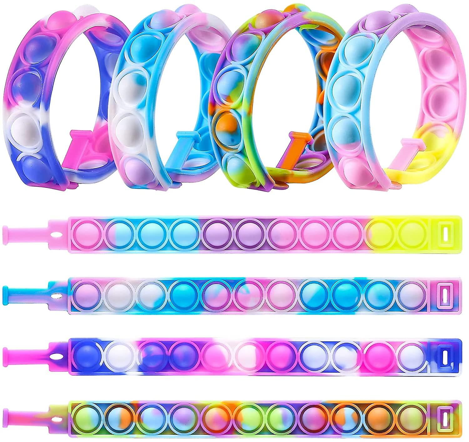 Push Pop Bubble Fidget Toy Fidgets Pulsera 4 Piezas Mano Dedo Press Pop ...