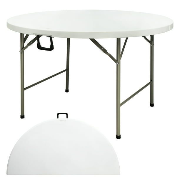 VINGLI 48" Round Bi-Folding Commercial Table, 4 Feet Portable Plastic ...