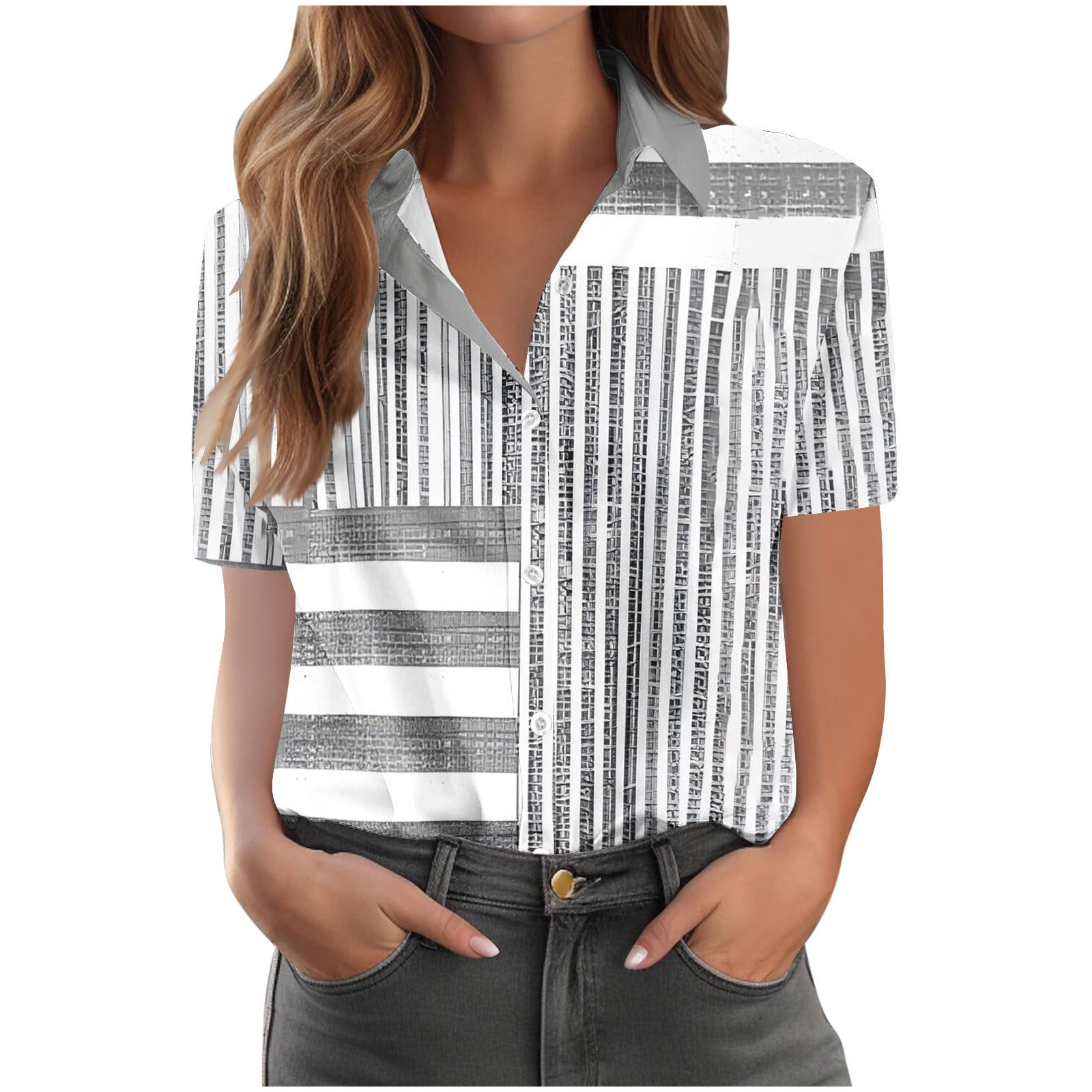 Click here for Yxmi Womens Casual Shirt  Short Sleeve Blouse With... prices