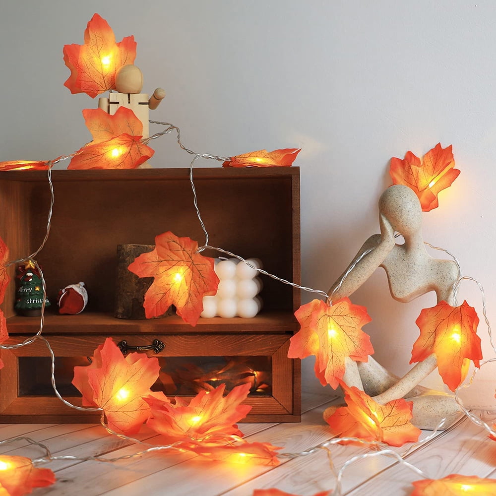 Rosnek Maple Leaves Fairy String Lights 19 7ft Fall Garland Battery