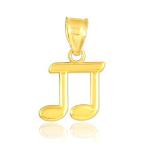 GOLD BEAMED EIGHTH NOTE PENDANT NECKLACE : 14K Pendant with 20" chain ...