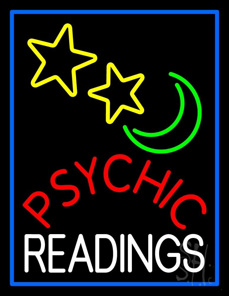 Red Psychic White Readings Blue Border LED Neon Sign 31" Tall x 24 ...