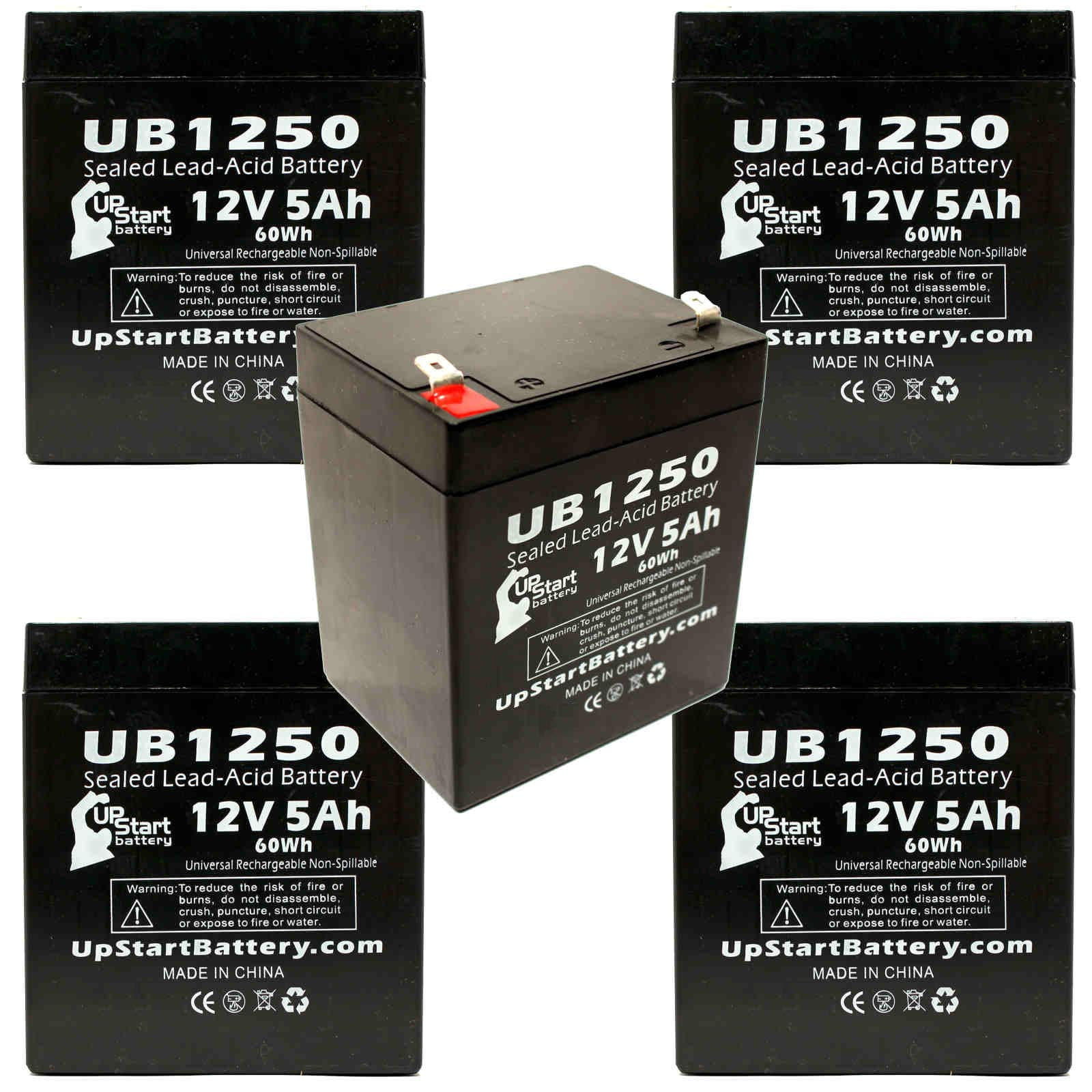 5-Pack UB1250 Universal Sealed Lead Acid Battery (12V, 5Ah, F1 Terminal ...