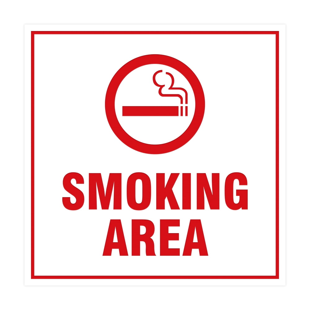 Square Smoking Area Sign (White/Red) - Medium - Walmart.com