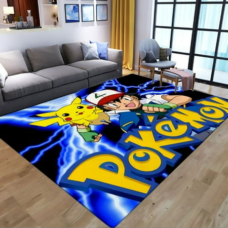 Pikachu Cartoon Pokemon Anime Large Carpet for Living Room Play Floor ...