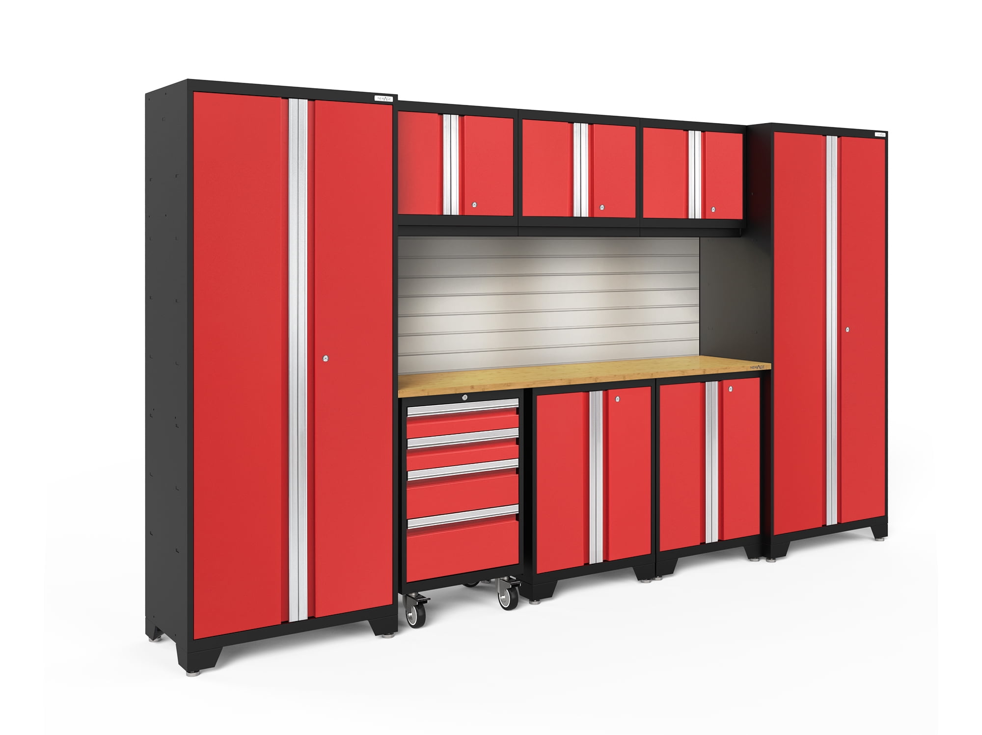 NewAge Products Bold Series Red 9 Piece Cabinet Set, Heavy Duty 24 ...