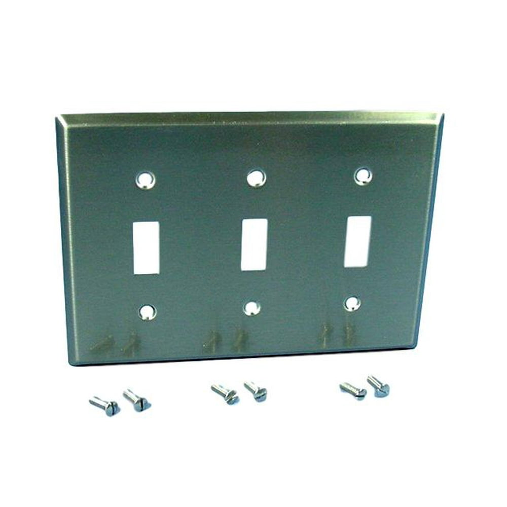 Cooper/Arrow Hart ANTIMICROBIAL Stainless Steel 3-Gang Switch Cover ...
