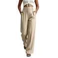 PWPSG Womens Suit Wide Leg Pants, High Waist Pleated Cut with Center ...