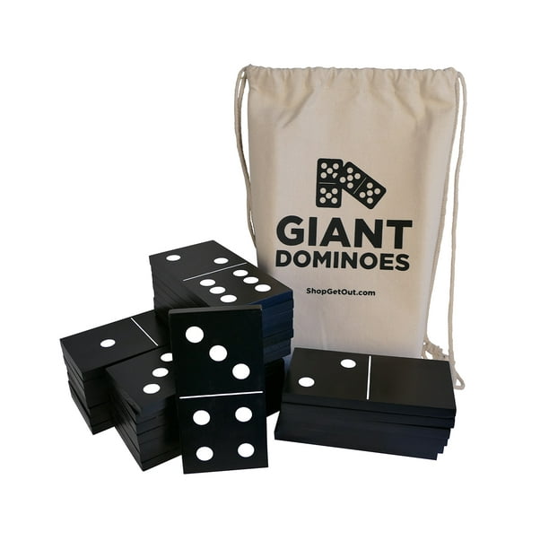 Giant Wooden Dominoes 28-Piece Jumbo Set Natural Wood & Black Numbers ...