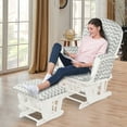 Costway Glider and Ottoman Cushion Set, Wood Baby Nursery Rocking Chair ...