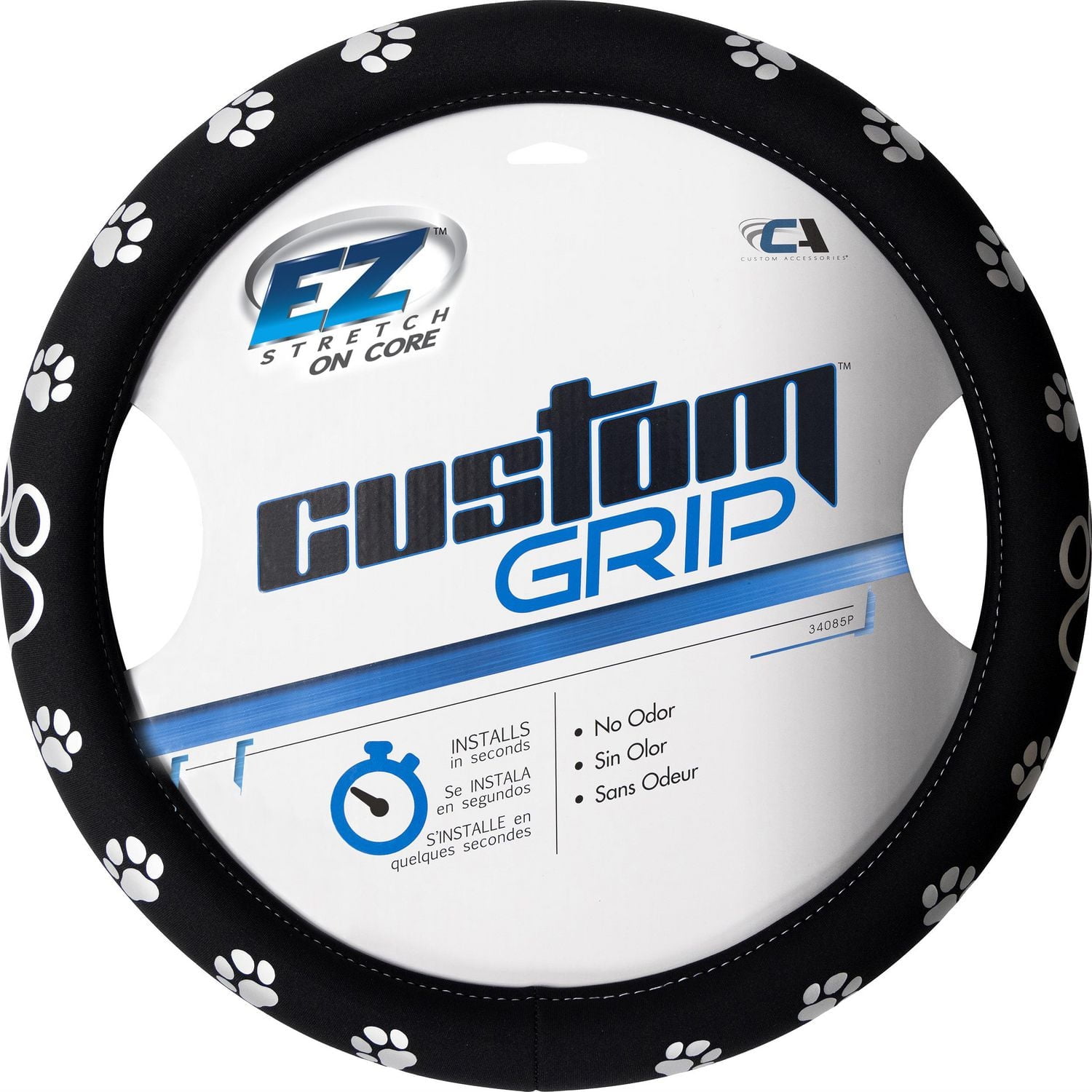 Click here for Custom Accessories Black-Silver Paw Print Steering... prices