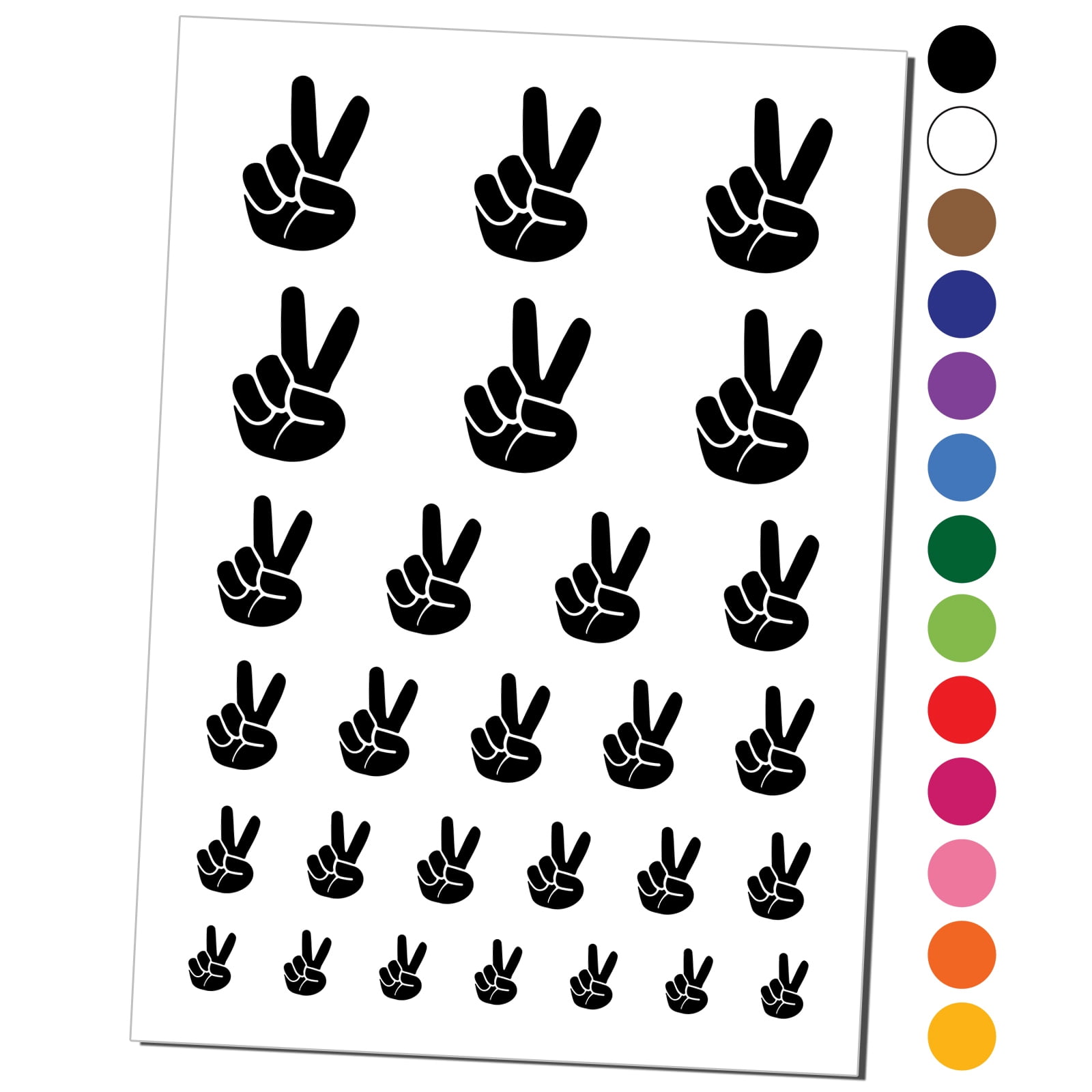 Peace Hand Sign Water Resistant Temporary Tattoo Set Fake Body Art ...