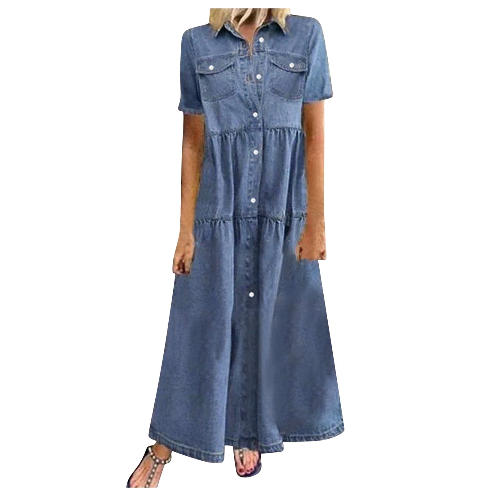 Click here for Fridja Womens Summer Casual Multi-Button Denim Ski... prices