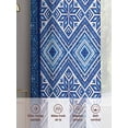 Abstract Boho Geometric Blue Chiffon Sheer Curtains 63 Inches Long ...