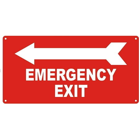 EMERGENCY EXIT WITH ARROW LEFT SIGN - ( ALUMINUM Reflective !!! 7X14 ...
