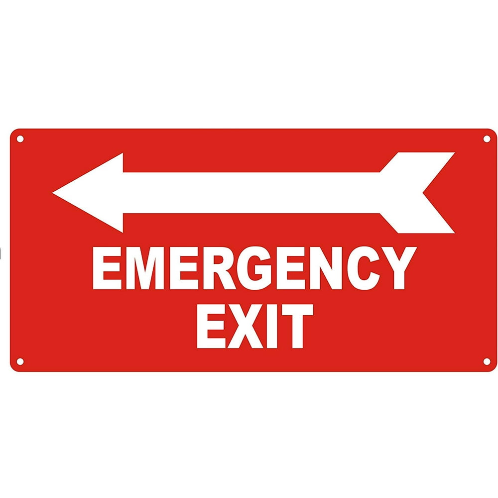 EMERGENCY EXIT WITH ARROW LEFT SIGN ALUMINUM Reflective 7X14 emergency-exit-with-arrow-left-sign-aluminum-reflective-7x14