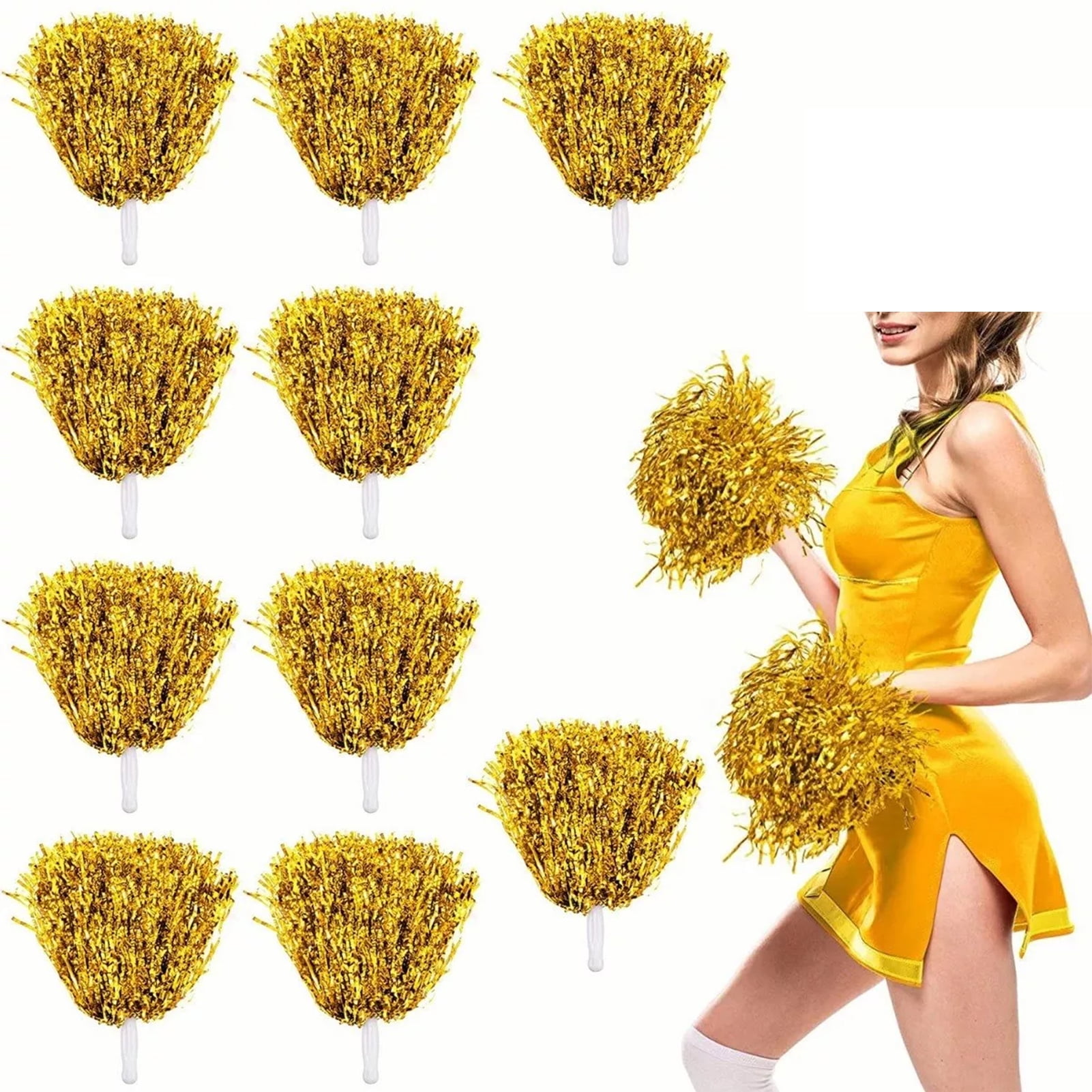 10 pompones de animadora con mango recto, reutilizables, de plástico ...
