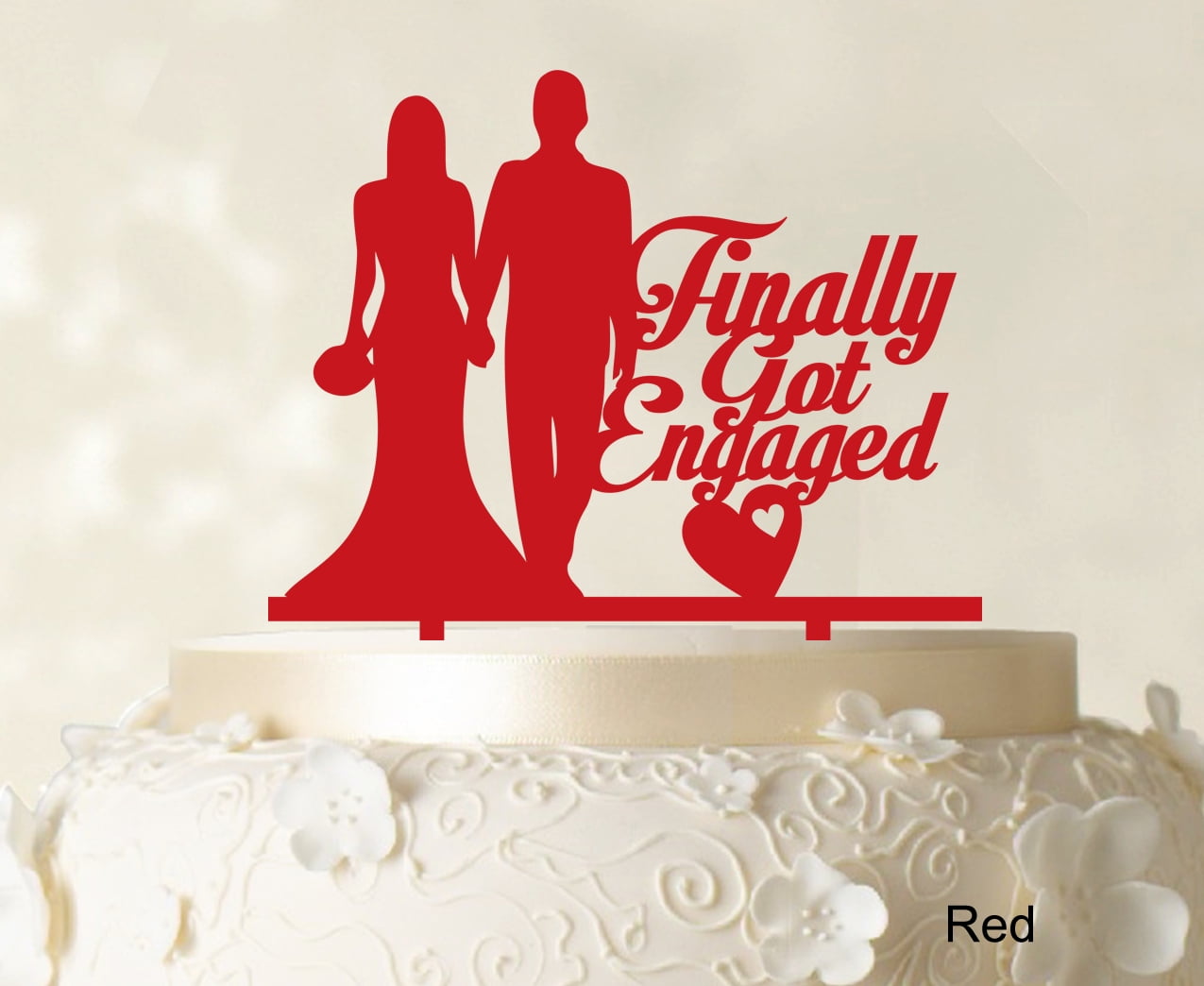 """Finally Got Engaged"" Wedding Cake Topper Red Cake Topper Color ...