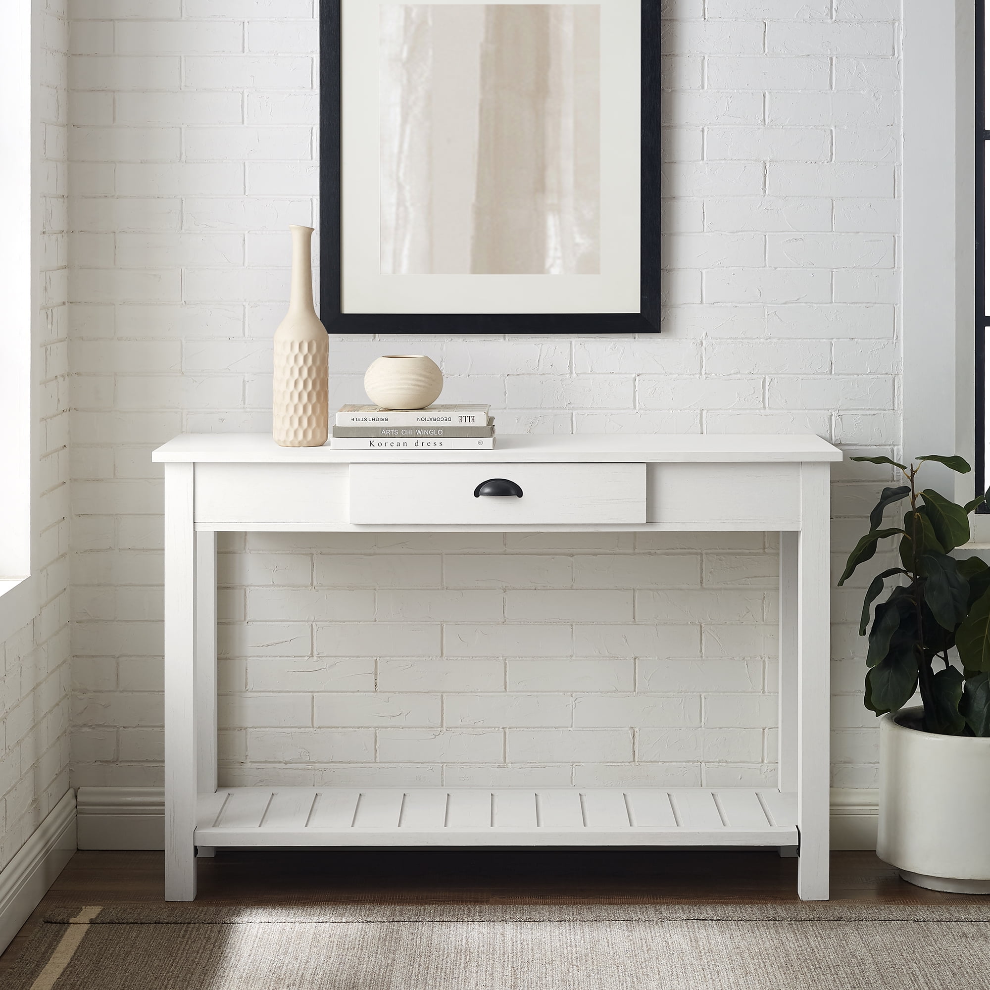 Country Style Console Table, Brushed White - Walmart.com
