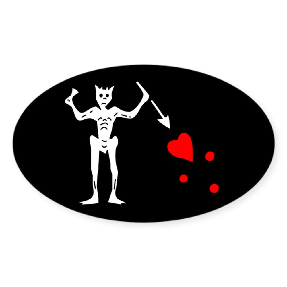 CafePress - Blackbeard Flag - Sticker (Oval) - Walmart.com