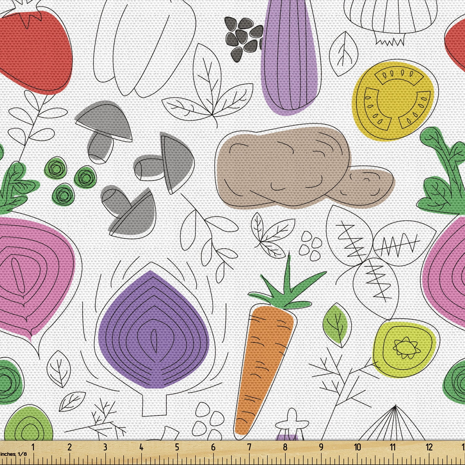 Vegetable Fabric by the Yard Upholstery, Healthy Food Pattern Hand ...
