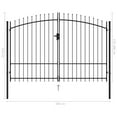 vidaXL Fence Gate Patio Garden Gate with Spike Top Steel Black Double ...