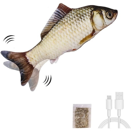 HTAIGUO Electric Moving Fish Cat Toy, Realistic Flopping Fish, Wagging ...