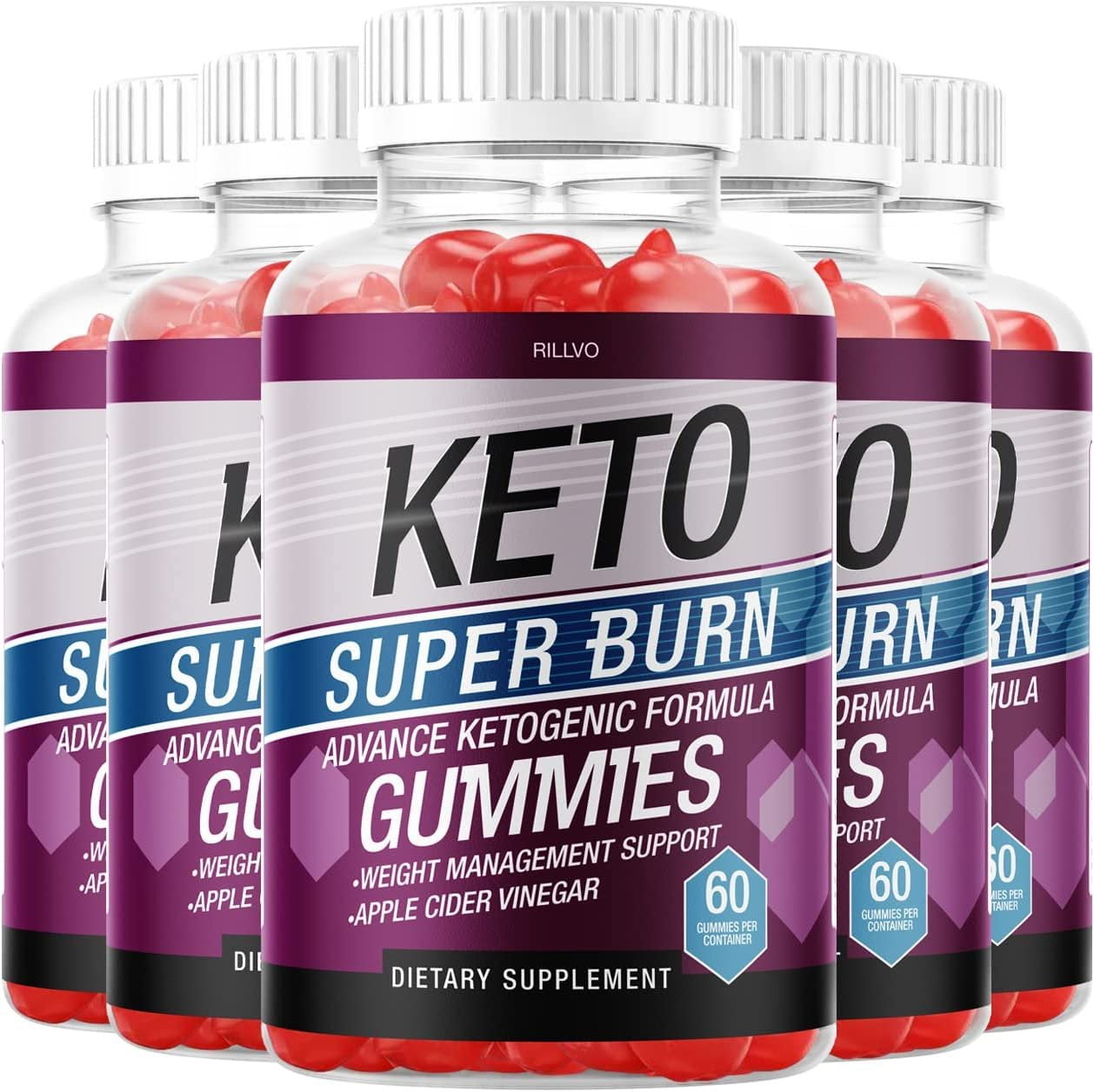 Rillvo 5 Pack Keto SuperBurn Gummies ACV Gummies with Apple Cider ...