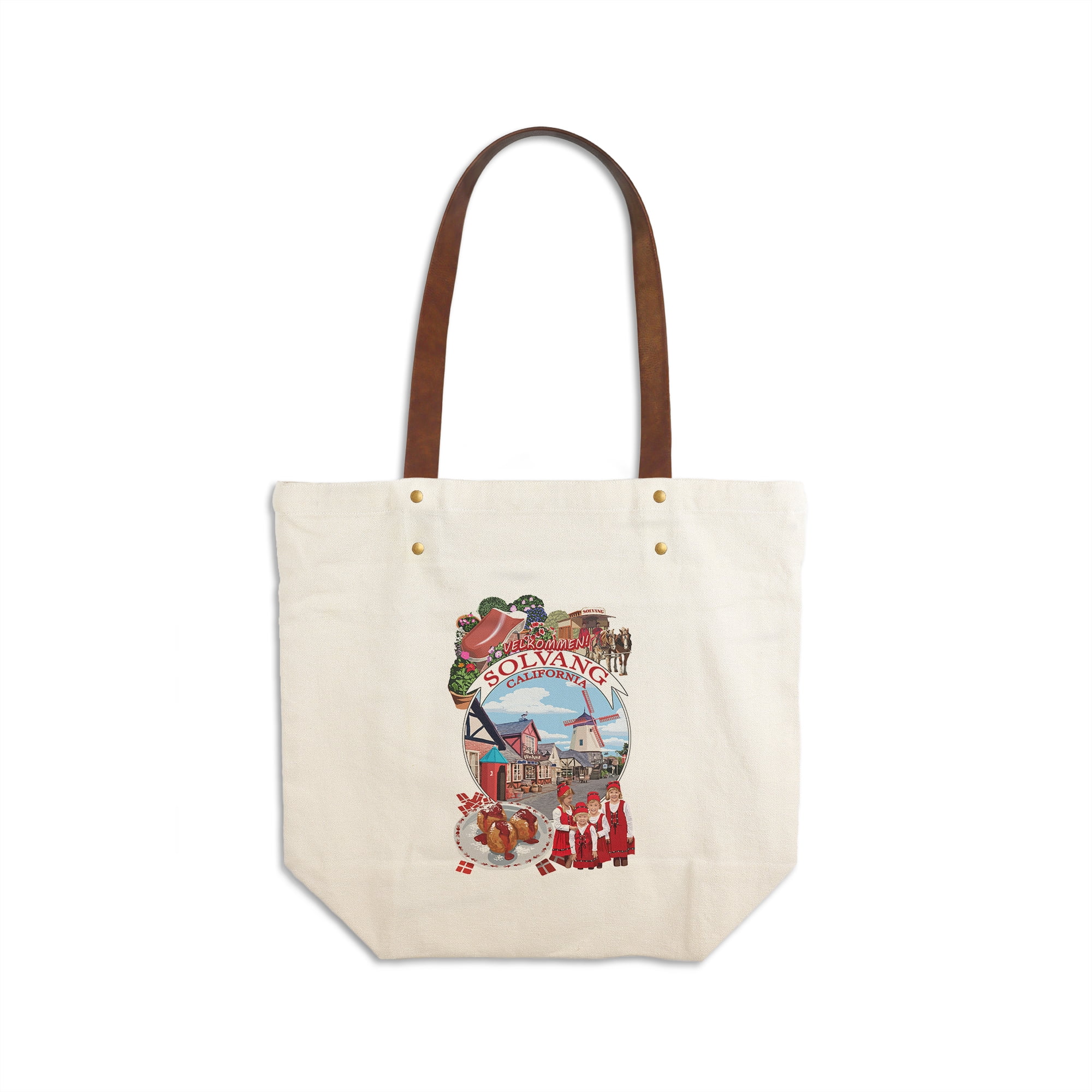 Solvang, California, Montage, Contour (Canvas Deluxe Tote Bag, Faux ...