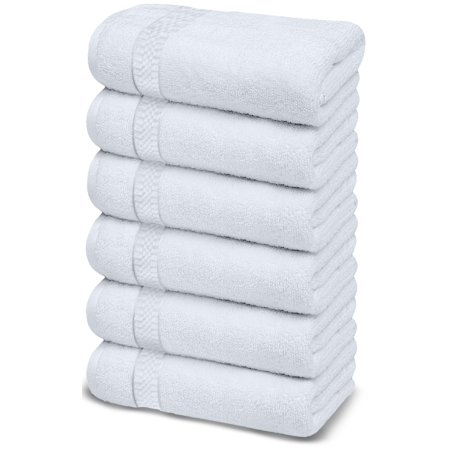 Canadian Linen Basic White Hand Towel Set 6 Piece 16”x30” Extra Soft ...