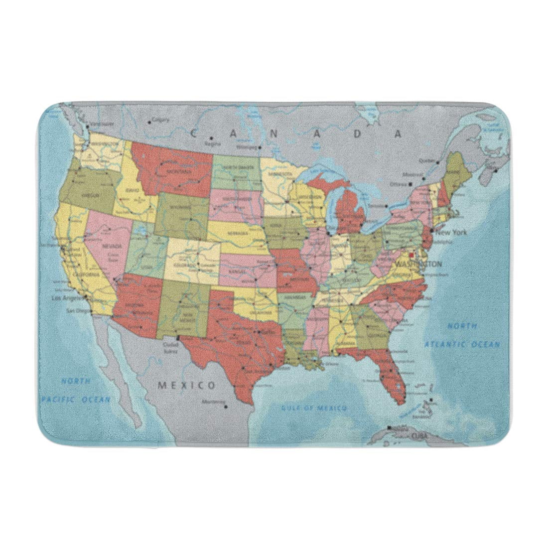 LADDKE Road Detailed USA Political Map Atlantic Atlas Background ...