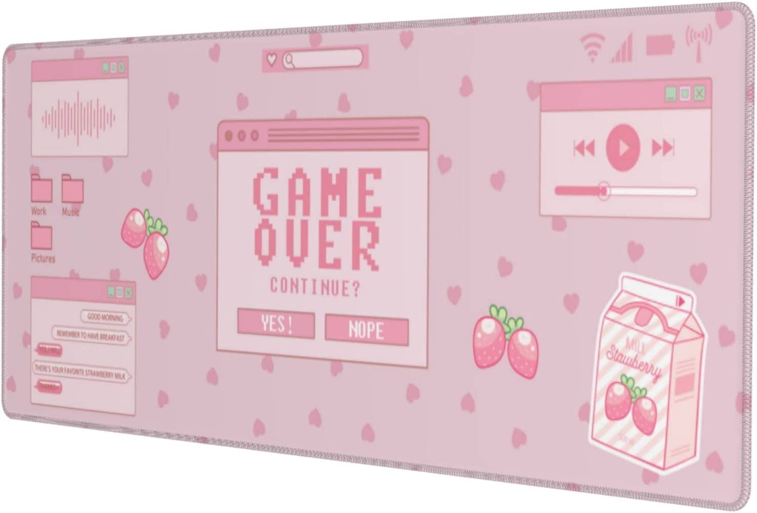 Pink Game Strawberry Milk Gaming Mouse Pad XL, Large Extended Mousepad ...