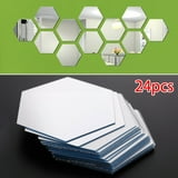 24pcs Hexagon Mirror Sticker Self-adhesive Mosaic Tiles PS Bathroom ...