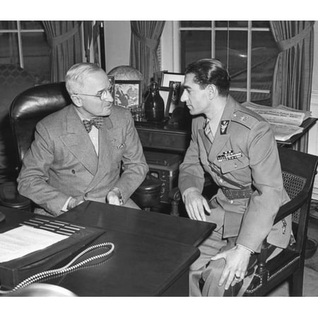 President Harry S. Truman With The Shah Of Iran In The Oval Office. Nov ...