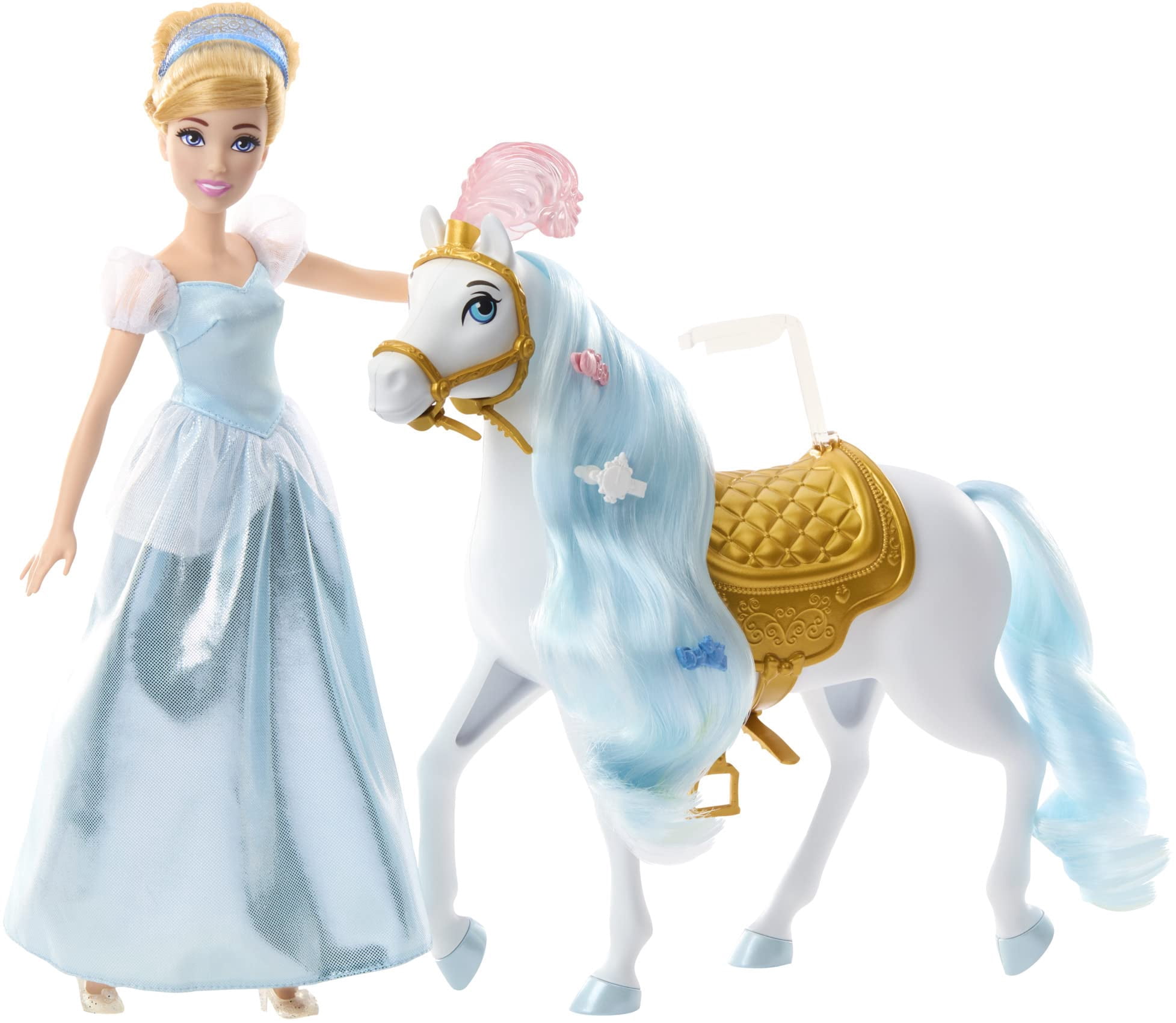 Mattel Disney Princess Toys, muñeca de moda Cenicienta y caballo con ...